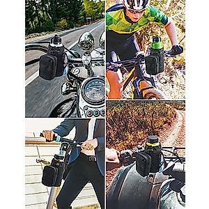 KEMIMOTO Motorcycle Cup Holder, 32OZ Motorcycle Drink Holder with 0.6"-1.5" Alligator Clamp, ATV Cup Holder with Front Pocket for Motorcycle, ATV/UTV, Scooter, Boat, Kayak, Bike, Walker, Black