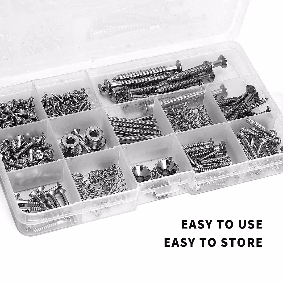 Cheerock Guitar Screws Kit for Electric Guitar Bridge, Pickup, Pickguard, Tuner, Switch, Neck Plate, 254 Pieces Guitar DIY Kit with A Elbow Tweezers (9 Types, Sliver)