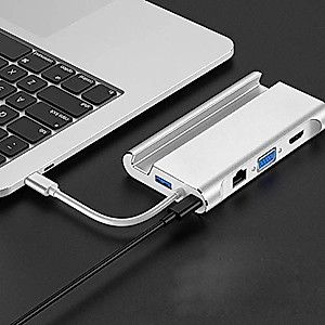SHYPT Type-C Docking Station Mobile Phone Bracket USB Splitter Hub Expands HDMI-Compatible + Network Port + VGA + Hub