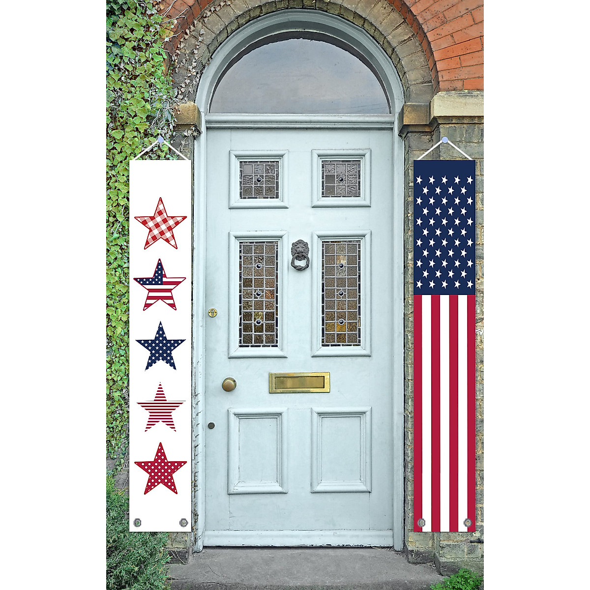 4th of July Banner Front Door Sign Patriotic Porch Banner American Flag Stars Hanging Flag Independence Day Home Yard Porch Garden Indoor Outdoor Party Wall Decoration 12 x 71 Inch