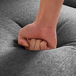 PUREMIND 84 Inches L Shaped Sectional Sofa, Convertible Sectional Couch with Reversible Chaise, Linen 3-Seat Couches with Thick Cushion for Living Room Dark Grey