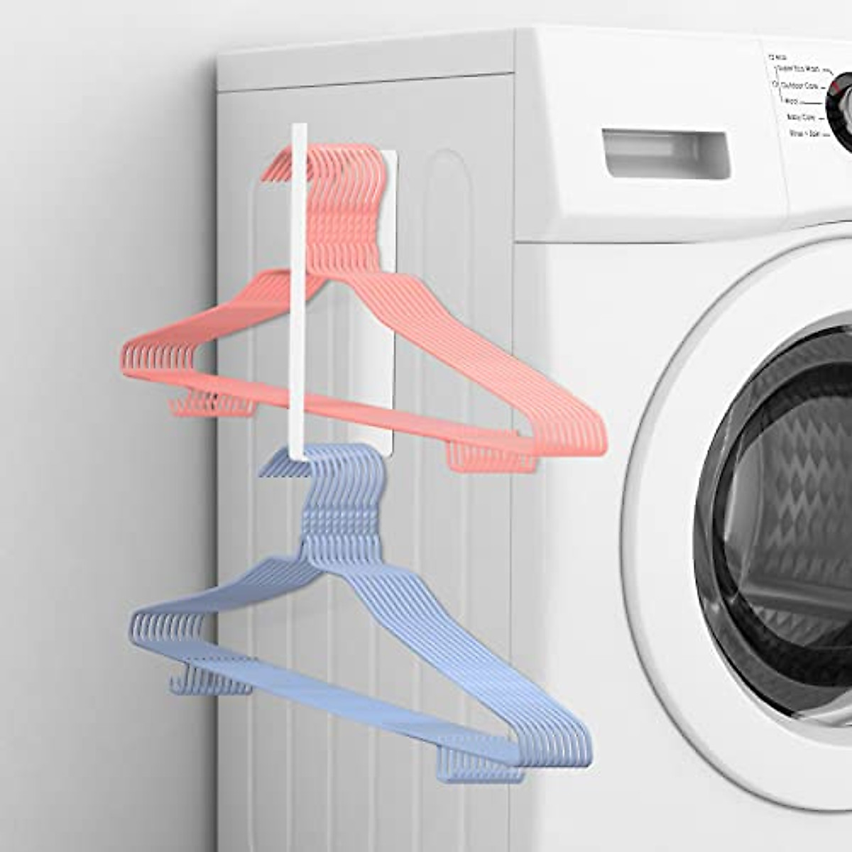 Magnetic Hanger Storage Rack,Wall Mount Clothes Rack Organizer for Washing Machine,Hanger Stacker for Closet Laundry Room,Space Saving Clothes Hanger Storage (White)