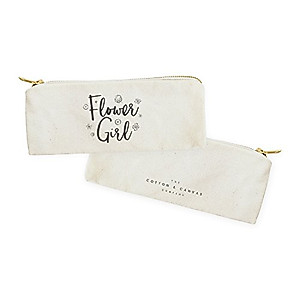 The Cotton & Canvas Co. Flower Girl Wedding Cosmetic Pouch, Pencil Case, Bridal Party Gift and Travel Make Up Pouch