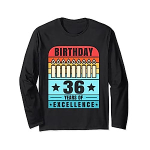 Retro 36 Birthday Decorations 36th Birthday Gifts for Women Long Sleeve T-Shirt