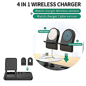 Wireless Charger, 4 in 1 Charging Station Compatible with Magsafe Charger iPhone 12, Apple Watch Series 6, Apple Pen Charger, Airpods Wireless Charger (Black)