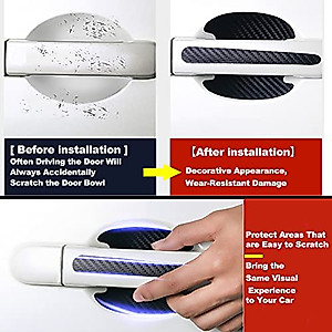 Lumine Car 8PCS Car Door Handle Sticker Carbon Fiber Anti-Scratches Protective Films Door Side Paint Protection Car Door Handle Cup Protector Films, Universal, Medium