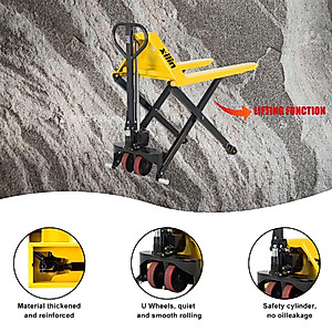 Xilin Manual Pallet Jack High Lift Hand Pallet Truck 2200lbs Capacity 3.3" Lowered 45" Lx21“W 31.5 Lift Height Suitable for EU Pallets JF-520