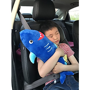 seemehappy Cute Shark Car Seat Belt Pad Pillow Shoulder Strap Cushion Car Pillow for Travel Sleeping