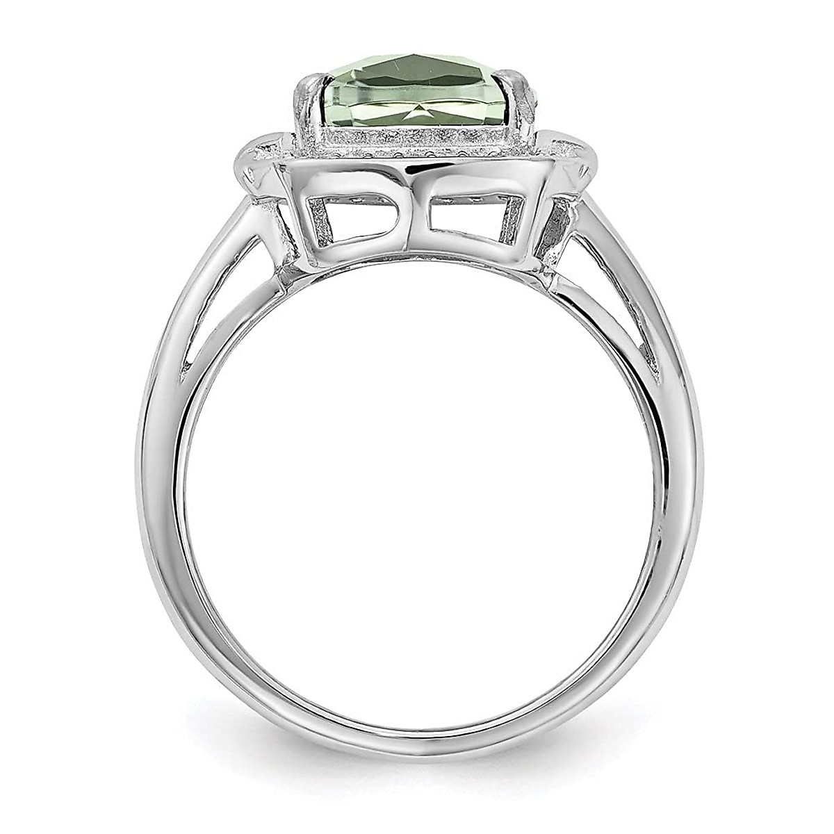 Diamond2Deal 925 Sterling Silver Diamond and Green Quartz Solitaire Ring Sz 9 (3.3ct,Green&H Color)