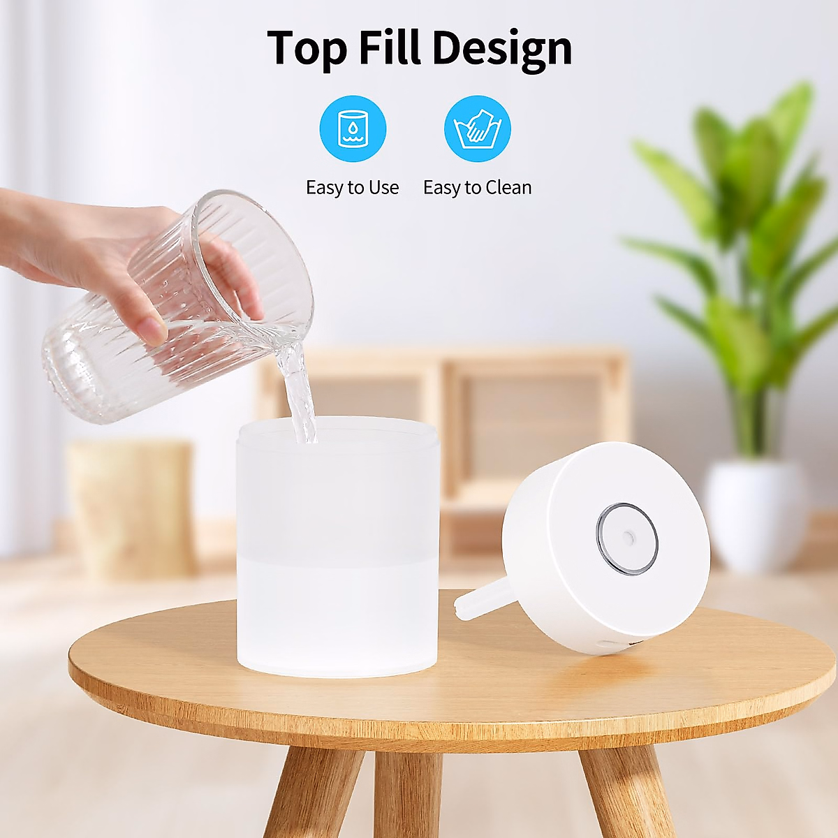SmartDevil Small Humidifier, 600ml Portable Mini Humidifier, USB Personal Desk Humidifier for Bedroom, Plants, Office, Travel, Nightstand with Night Light, Auto Shut-Off, Super Quiet, White