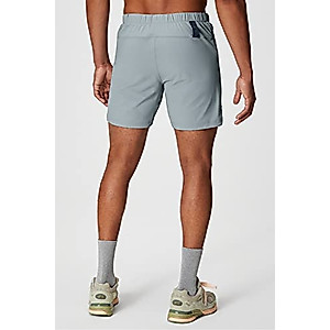 Fabletics Men's The One Short (Lined), Training, Swimming, Lightweight, Quick-Dry, Zip Pocket, Stretch Woven, 7" Inseam, XL, Shadow Grey