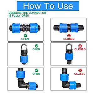 JTooloife 12 Pieces Drip Irrigation Elbow 1/2 Inch Universal Adapter Drip Tubing Fittings Connector Barbed Locking Fitting Fits Most 16-17mm Drip Tape and Tubing (12, Elbow)
