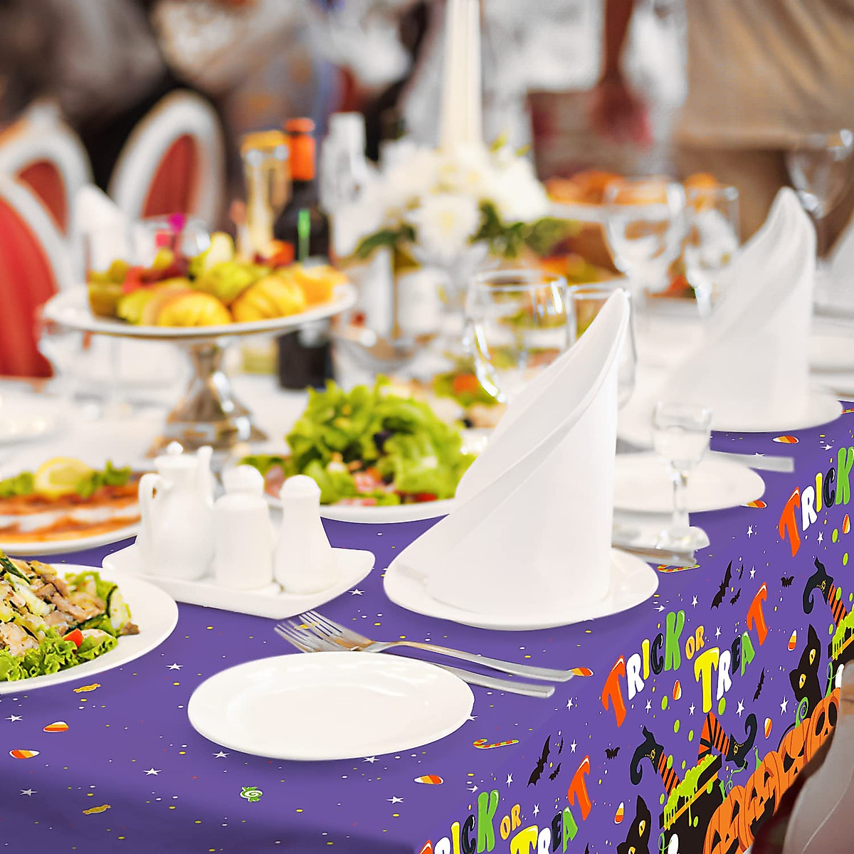 Gatherfun Halloween Party Disposable Tablecloth, Plastic Table Cover for Halloween Themed Party, Halloween Party Supplies, 3 PCS, 54”x108”