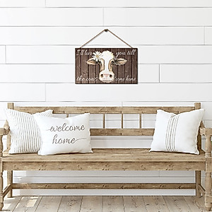 Blulu Rustic Farmhouse Decor Sign I Will Love You Till The Cows Come Home Sign 13.8 x 7.9 Inch Cow Sign Home Decor Farm Animal Nursery Decor Cow Wooden Kitchen Plaque for Home Porch Gardens Decor