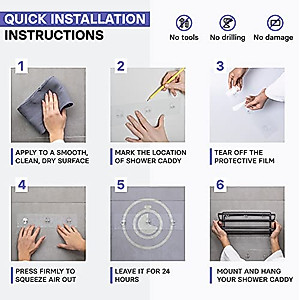 KINCMAX Shower Caddy Basket Shelf Pack of 2 - Adhesive Drill-Free Bathroom Organizer - Shower Storage Shelves for Inside Shower w/Hooks for Accessories (Matte Black)