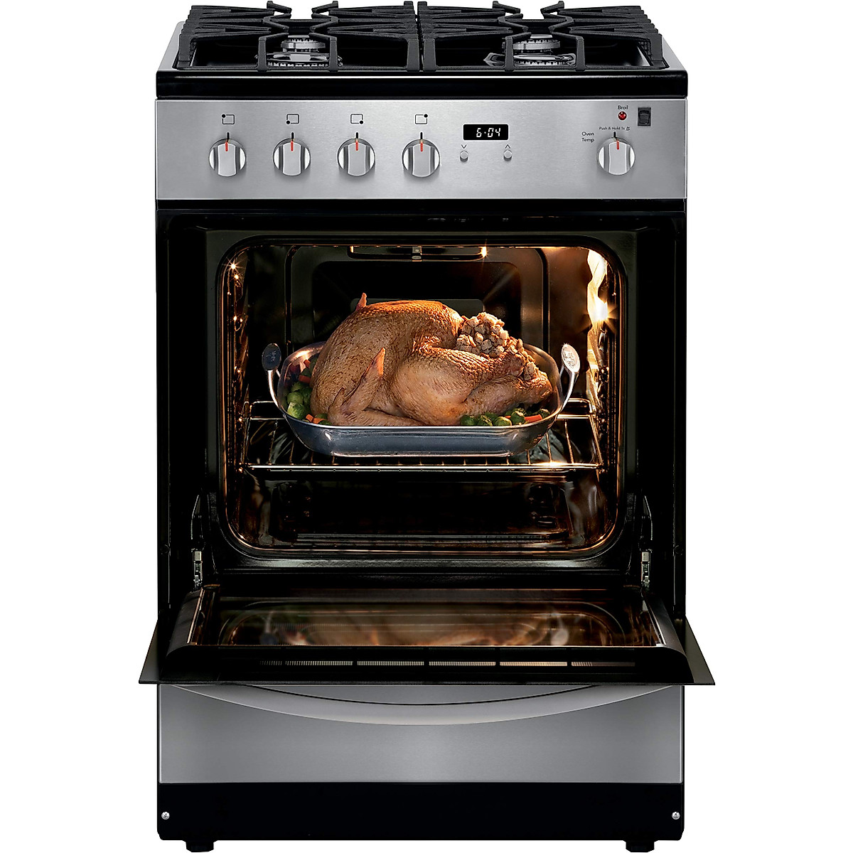 Frigidaire 24 in. 1.9 Cu. Ft. Gas Range in Stainless Steel with Continuous Cast Iron Grates, ADA Compliant