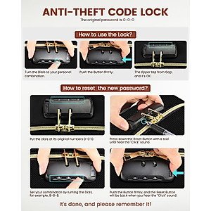 LOVEVOOK Laptop Backpack for Women & Men, Unisex Travel Anti-theft Bag Business Computer Backpacks Purse College Bag, Casual Hiking Daypack with Lock, 17 Inch, Black