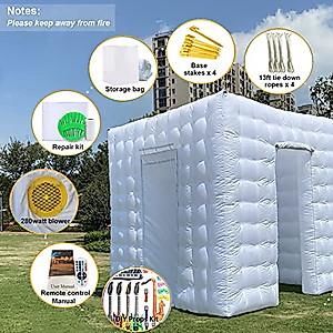 Inflatable Photo Booth Enclosure, 8.2 x 8.2ft Portable 16 Colors LED Dimmable Shooting Photobooth Tent Kit with 2 Doors and Inner Air Blower, Remote Controller, Carry Bag