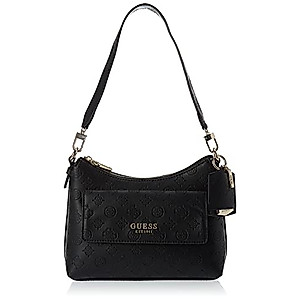 GUESS Womens Sirrah Shoulder Bag Top Zip, Black Logo, One Size US