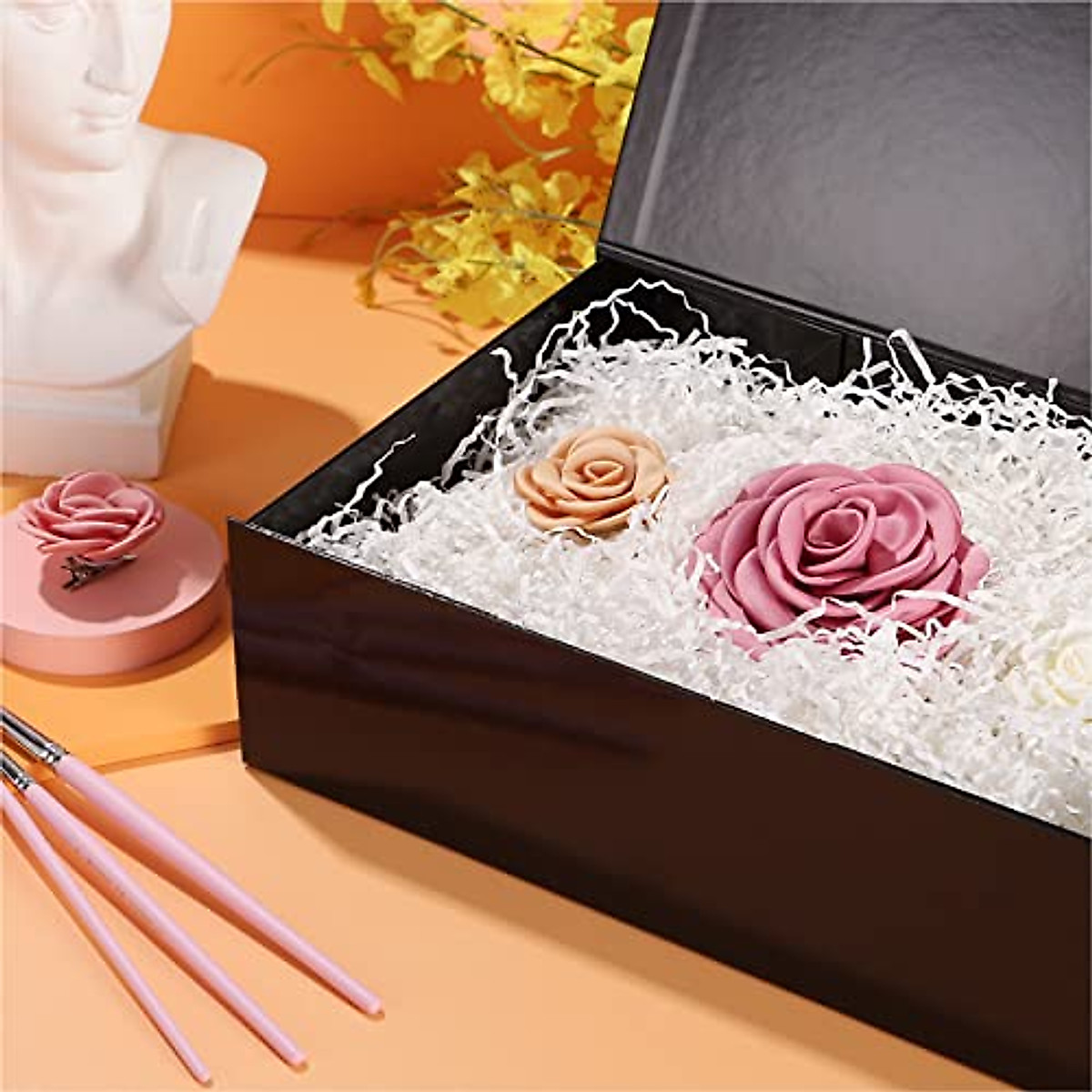 ARTDEARM Gift Box 13.5x9x4.1 Inches, Large Gift Box with Lid, Black Gift Box, Sturdy Gift Box, Magnetic Closure Gift Box, Groomsman Proposal Box for Gift (Glossy Black)