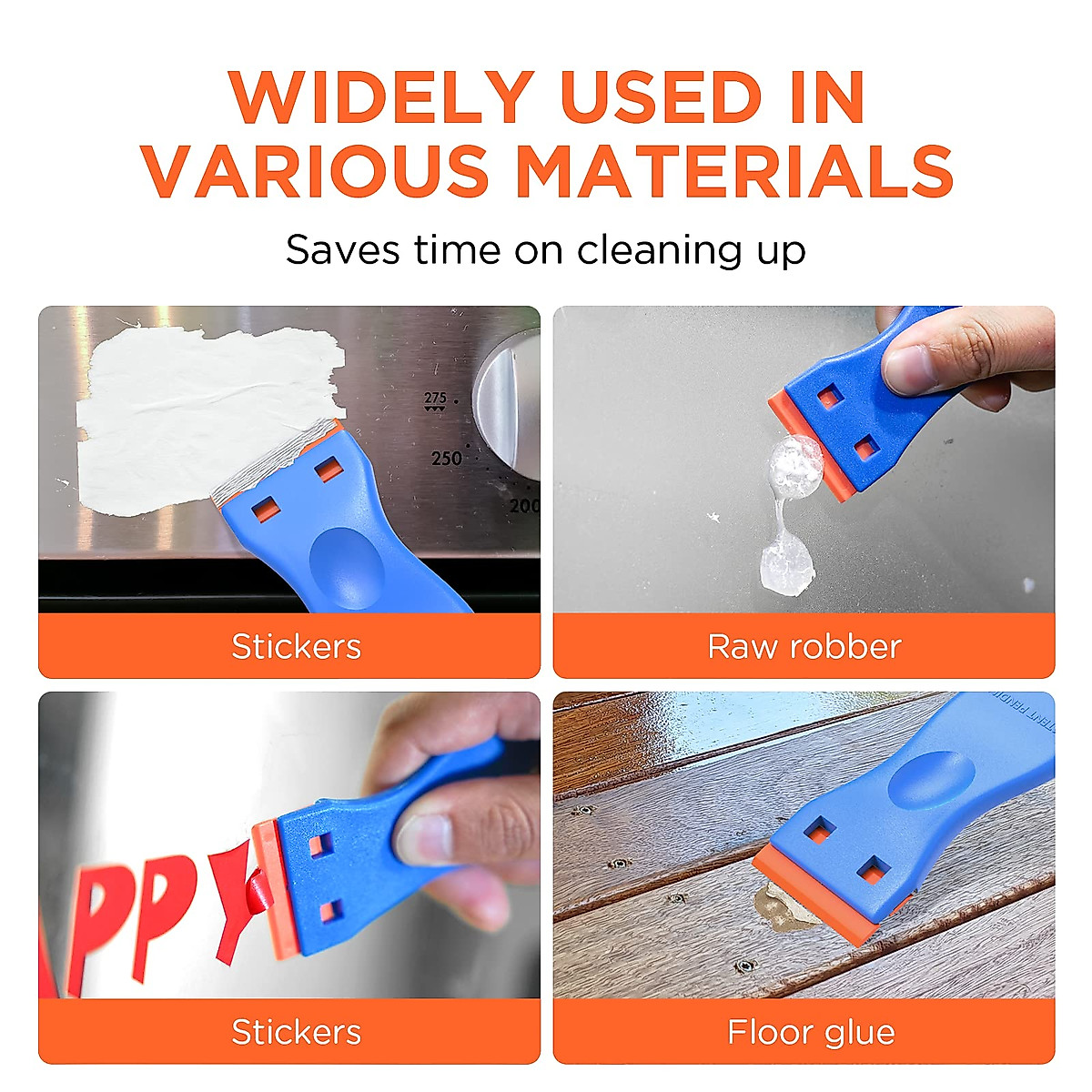 Plastic Razor Blades Scraper Tool - Wall Paint Remover with 16 Pcs Durable Plastic Blades Kit No Scratch Car Window Glass Wood Sticker Removal Floor Stove Kitchen Vinyl Adhesive Decal Tape Cleanings