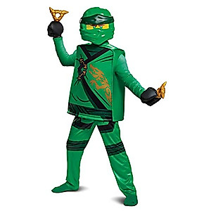 Disguise Lloyd Costume for Kids, Deluxe Lego Ninjago Legacy Themed Children's Character Outfit, Child Size Medium (7-8) Green (100399K)