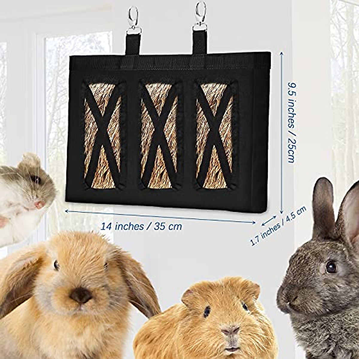 2 Pieces Rabbit Hay Feeder Bag Bunny Guinea Pig Hay Feeder Bag Pig-Pet Hay Chinchilla Hamsters Small Animals Holders Pet Supplies Feeder Food Bowl Feeder Storage Bag Hanging Feeding Device Supply