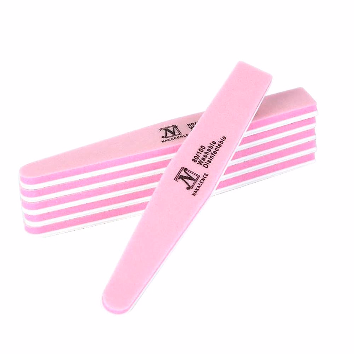 Sponge Nail File and Buffer for Nail Art Care Double Sides - Sponge and Emery Boards Professional Nail File Designed in 80/100 Grit Manicure Nail Tools Pack of 6Pcs Color Pink