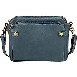 HCPBRS Crossbody Leather Shoulder Bags and Clutches, Women's Crossbody Handbags with Adjustable Strap, Multiple Compartments (Blue)