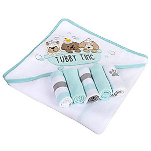 Baby Hooded Towel and Washcloth Set for Infants, Boys and Girls 6-12 Months (Pristine Pups)