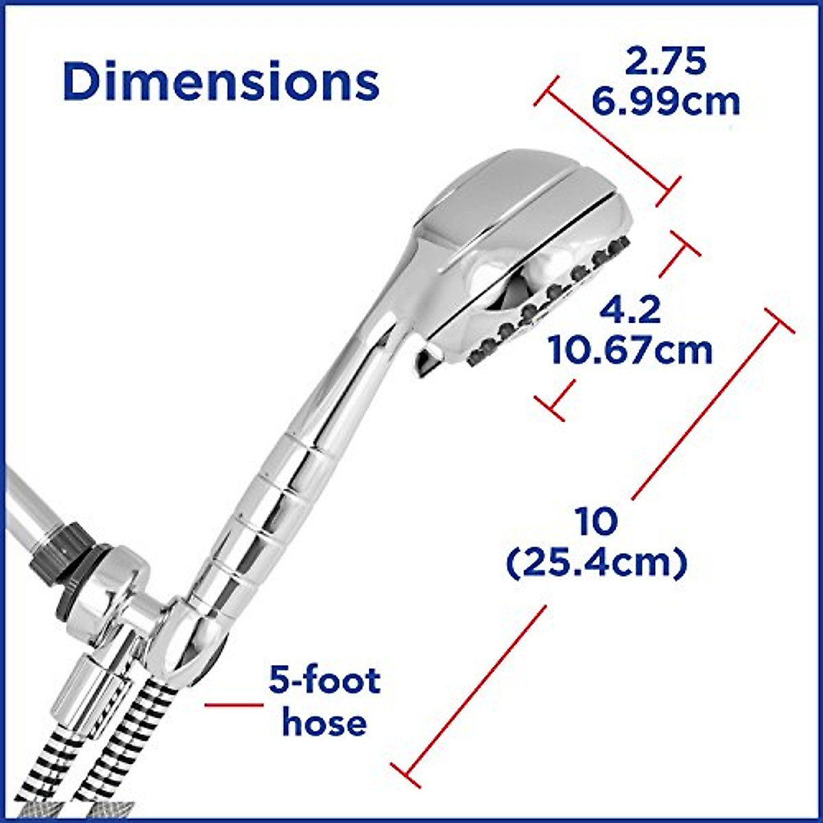 Waterpik High Pressure Powerpulse Massage Hand Held, 2.5 GPM, Chrome Detachable Shower Head with 7 Spray Settings and 5' Hose, XRO-763