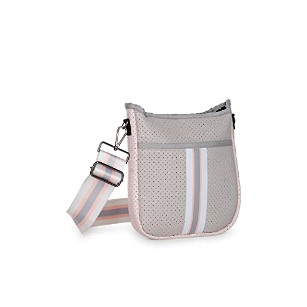 Haute Shore - Jeri Shell Crossbody Tote,Greige Coated W/White,Greige,& Peach Stripe