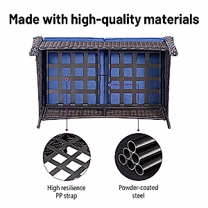 Belord 5 Pieces Patio Furniture Sets, Wicker Patio Swivel Glider Chairs with 2 Ottoman and Loveseat for Outside Balcony Porch Deck Backyard and Poolside