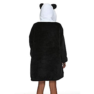 LATH.PIN Panda Wearable Blanket Hoodie Oversized Sherpa Fleece Hoodie Blanket Giant Hooded Sweatshirt Blanket Jacket with Sleeves
