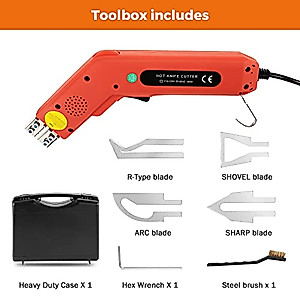 BEAMNOVA Rope Cutter Fabric Cutter,500° C Electric Hot Knife Cutter Tool Kit for Sponge, Cloth, Foam, Extruded Board,Styrofoam,with 4 Blades,Heavy Duty Case and Accessories (110V/100W)
