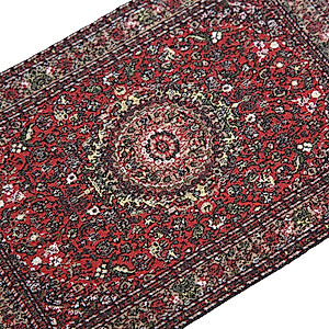 LZKW Turkishness Floral Print, Doll House Asseccories Dollhouse Furniture Dollhouse Blankets Dollhouse Accessories 1:12 Miniature Carpet for Miniature Dollhouse(Red Satin)