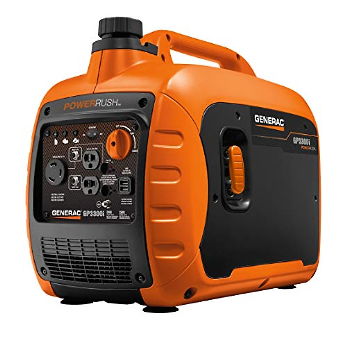 Generac GP3300i 7154 3,300-Watt Gas-Powered Portable Inverter Generator - CARB Compliant - Advanced PowerRush Technology - RV Essentials - Quiet and Compact Solution - Duplex Outlets - USB Ports