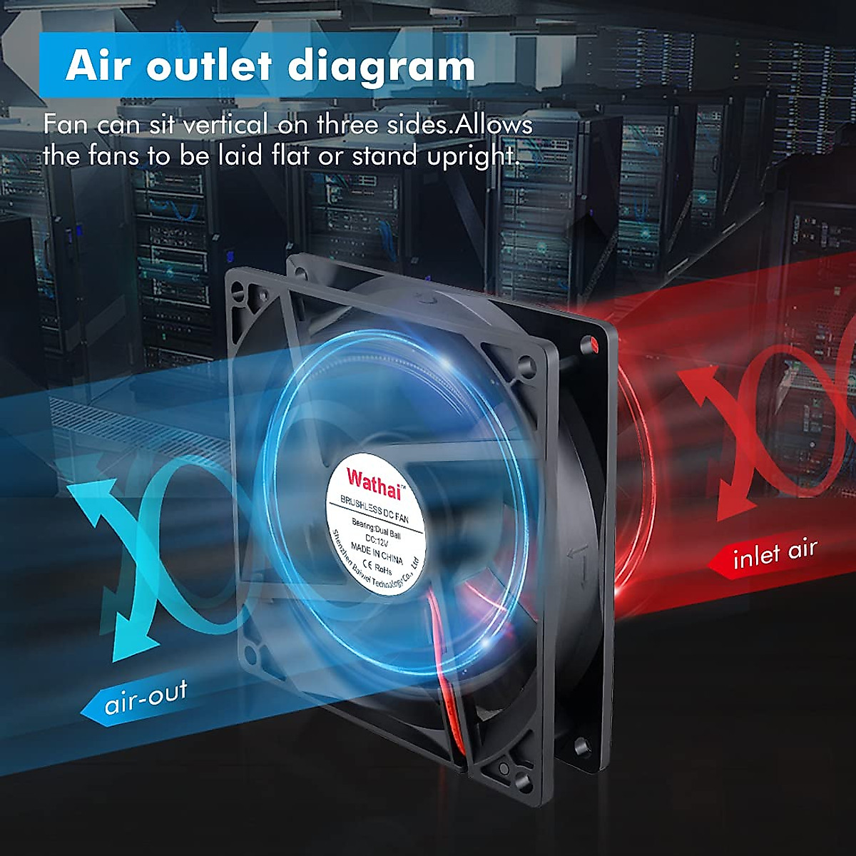 Wathai 9225 92mm x 25mm 12V DC Brushless Computer case Fan 12 Volt 2Pin Dual Ball for DIY Cooling Ventilation Exhaust Projects