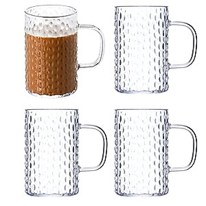 Hawnn Coffee Mugs Set of 4, Plastic Coffee Cups Set, 16 Ounce Unbreakable Clear Coffee Mug Plastic with Handle, Reusable Plastic Mug Dishwasher Safe