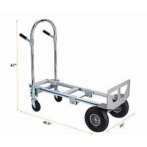 SmarketBuy 2 in 1 Hand Truck 800 LBS Weight Capacity Heavy Duty Convertible Hand Truck Durable Aluminum and Steel Construction 4 Wheels Hand Truck Dolly