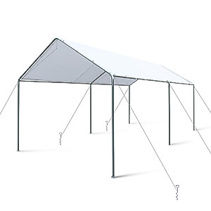 IDEALHOUSE Carports, 10x20 ft Outdoor Heavy Duty Car Canopy Metal Garage Boat Shelter Party Tent, White