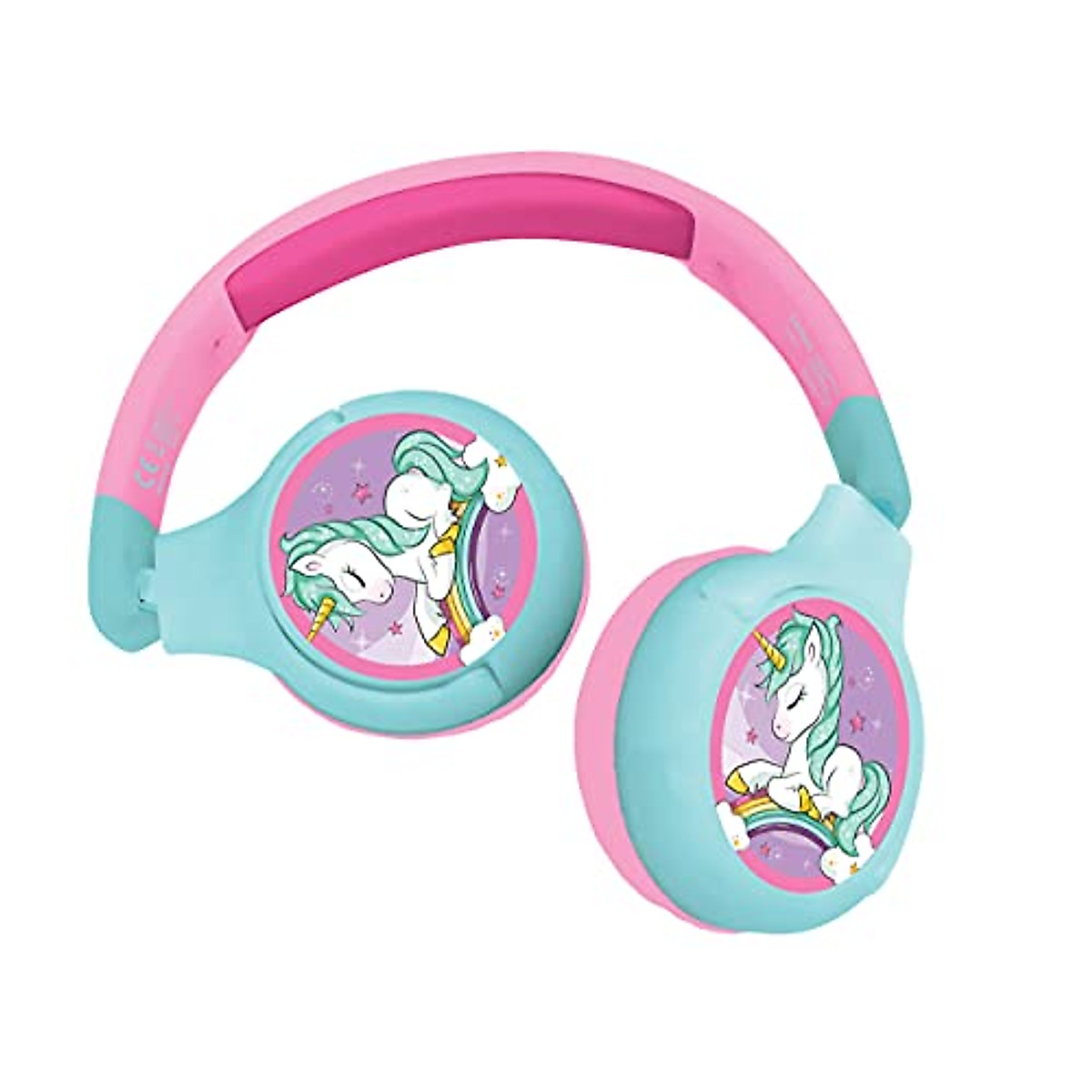 LEXiBOOK Unicorn 2-in-1 Bluetooth Headphones for Kids - Stereo Wireless Wired, Kids Safe, Foldable, Adjustable, HPBT010UNI