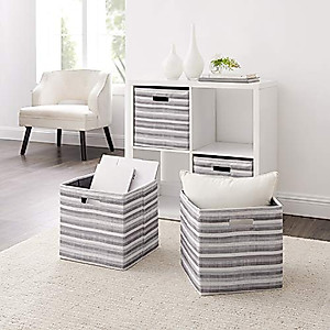 Linon Home Decor Linon Dawes Grey Stripe 2pk Storage Bin