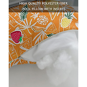 Outdoor Lumbar Pillow Set of 2, Summer Fruits Waterproof Beach Headrest Pillow with Inserts, Orange Tropical Botanical Recliner Throw Pillow Cushion for Patio Furniture, 11" x 16"