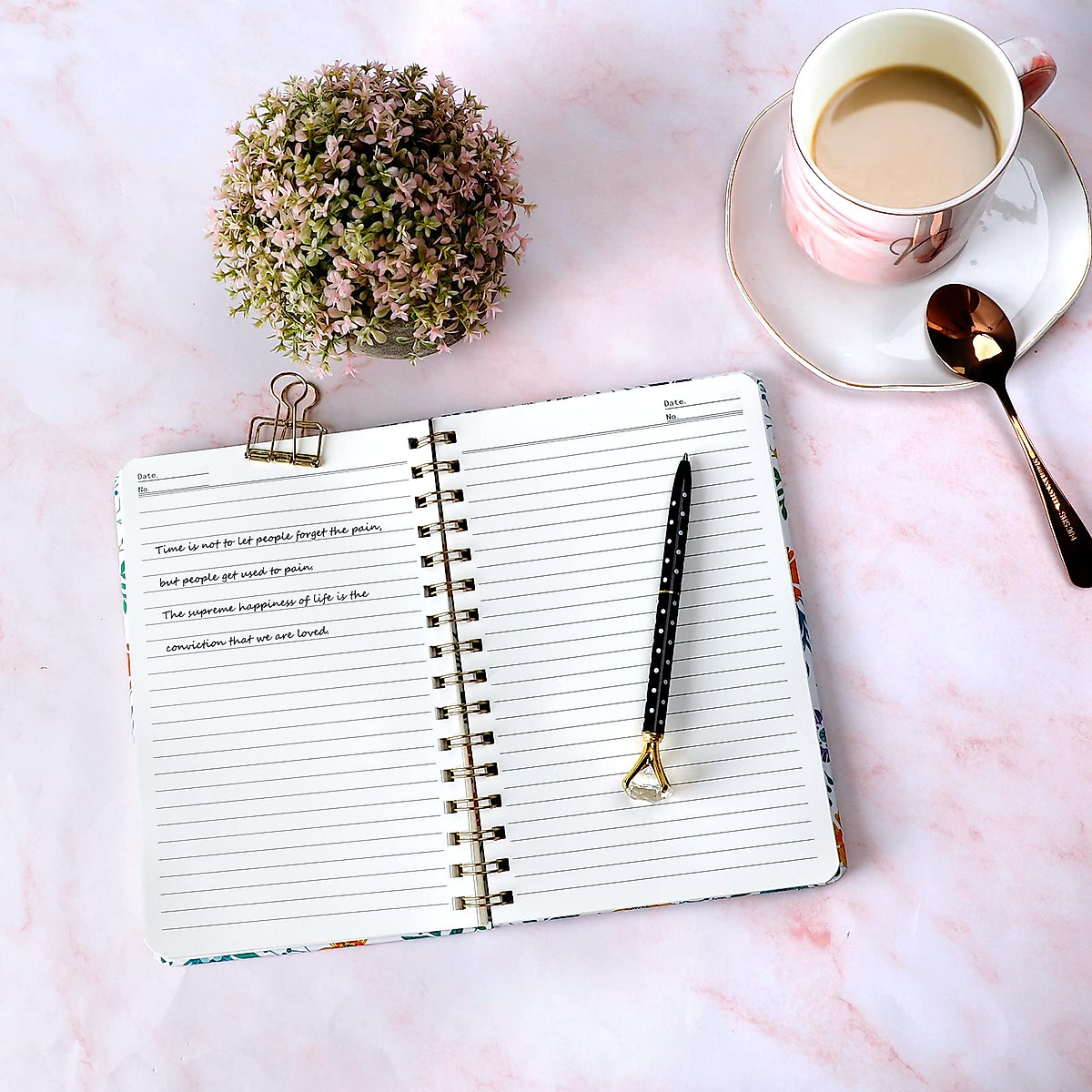 EOOUT 3 Pack Spiral Notebook, Journal for Women, Hardcover Spiral Journal, 6"x 8.5", 160 Pages, Cute Blooming Floral, Back Pocket, 100gsm Paper, for Gifts, Office, School Supplies