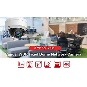 Hikvision IP Camera 8mp DS-2CD2183G2-I 2.8mm Lens AcuSense Vandal WDR Fixed Dome Network Camera PoE Camera,IR 30m,H.265+,IP67,IK10,International Version