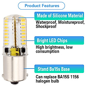 Ba15s 1156 P21w Led 12V Ac/Dc 6w Low Voltage Bulbs, 1141 S8 Single Contact Bayonet Base, 3000K Warm White, for Landscape Lighting, RV, Camper, Outdoor Path Lighting Deck Lighting. (Pack of 4)
