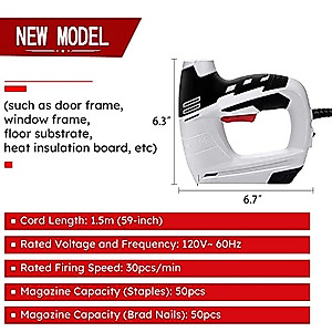 KeLDE Electric Staple/Nail Gun Kit, Braid Nailer, 120V Corded Power Stapler Set, Includes 900pcs T50 Staples and 300pcs 15mm Nails