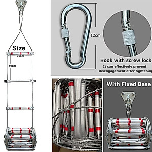 Emergency Escape Safety Ladder,Wire Rope Ladder for High-Altitude Operations, Aluminum Alloy Fire Escape Outdoor Safety Rope Load Bearing Capacity(8M/26FT)