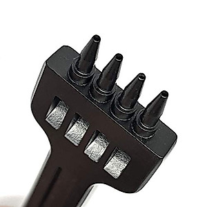 Citian Leather Round Hole Punching Tool 5mm 2/4/6 Claw Tooth Set for DIY Leather Craft (Black)